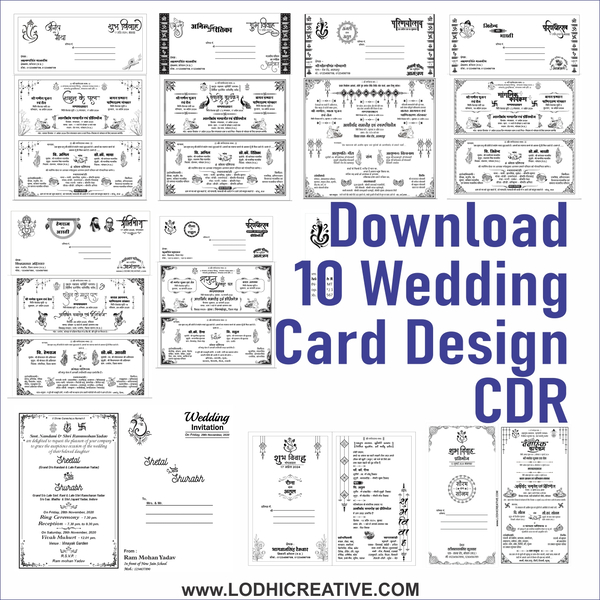 Editable 10 Hindi Wedding Card Design Download CDR X5 file