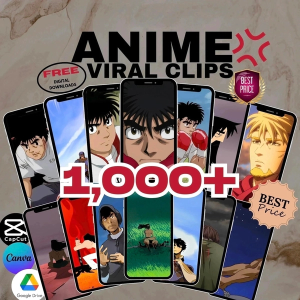 1,000+ VIRAL ANIME CLIPS, Bonuses worth 15000+ like ChatGPT, Canva, Reels
