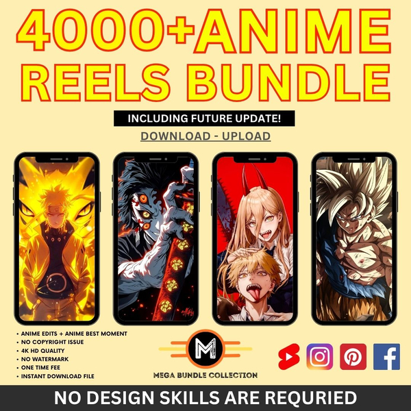 4000+ ANIME REELS BUNDLE 😍 Copyright free 4000+ Anime Reels Bundle