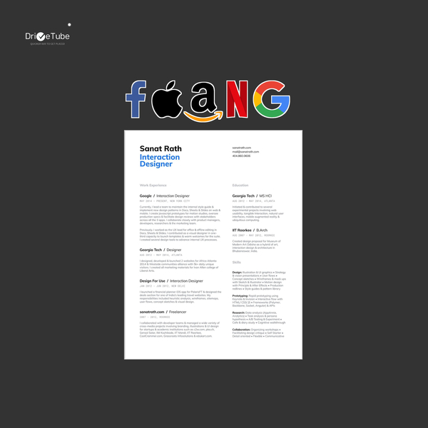 FAANG RESUME (FRESHER)