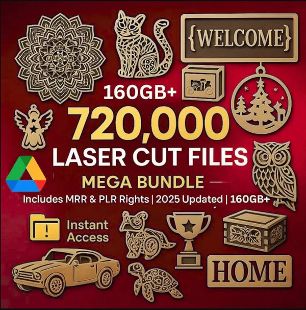 The Ultimate CNC & Laser designs Bundle — 720,000+ Files (160GB) + PLR/MRR