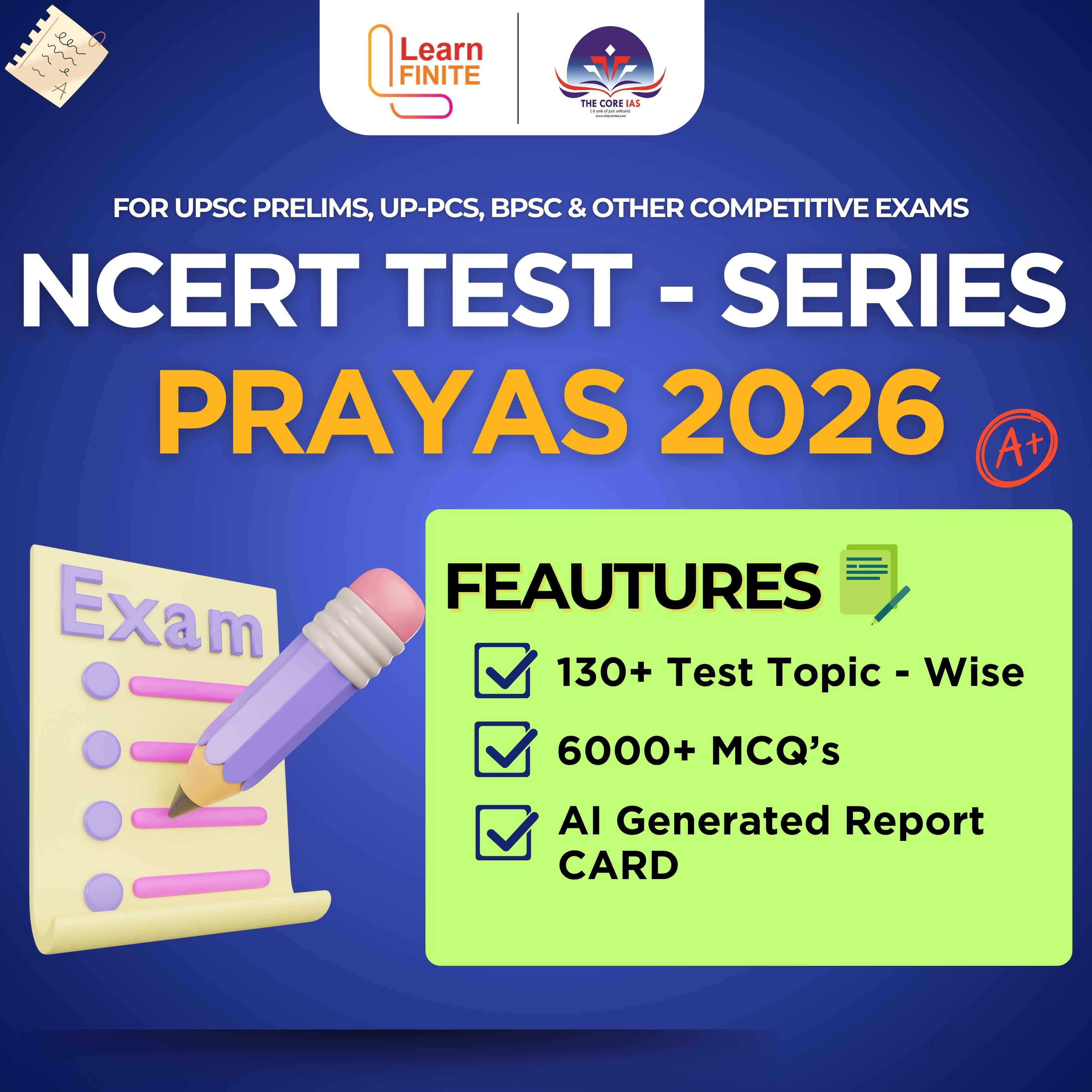 NCERT PRAYAS TEST SERIES 2026: 130+ Tests & 6000+ MCQs for UPSC & State PCS