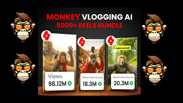 5000+ Monkey AI Reels Bundle + 100+ Hindi Moral Story Videos