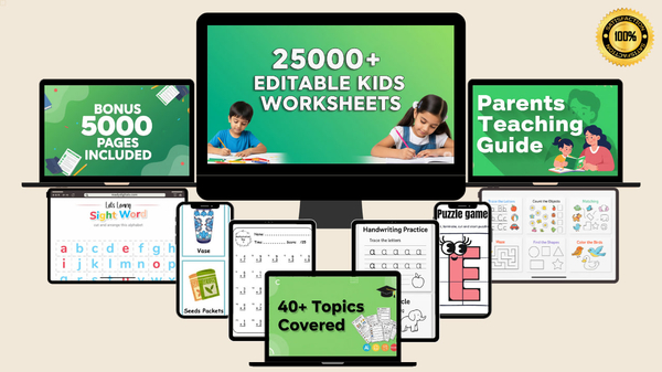 25,000 Editable Kids Worksheets